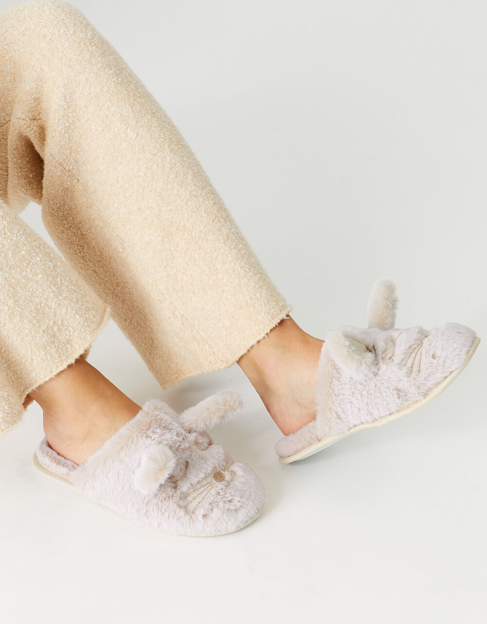 Snow Bunny Mule Slippers Ivory | Slippers | Accessorize UK