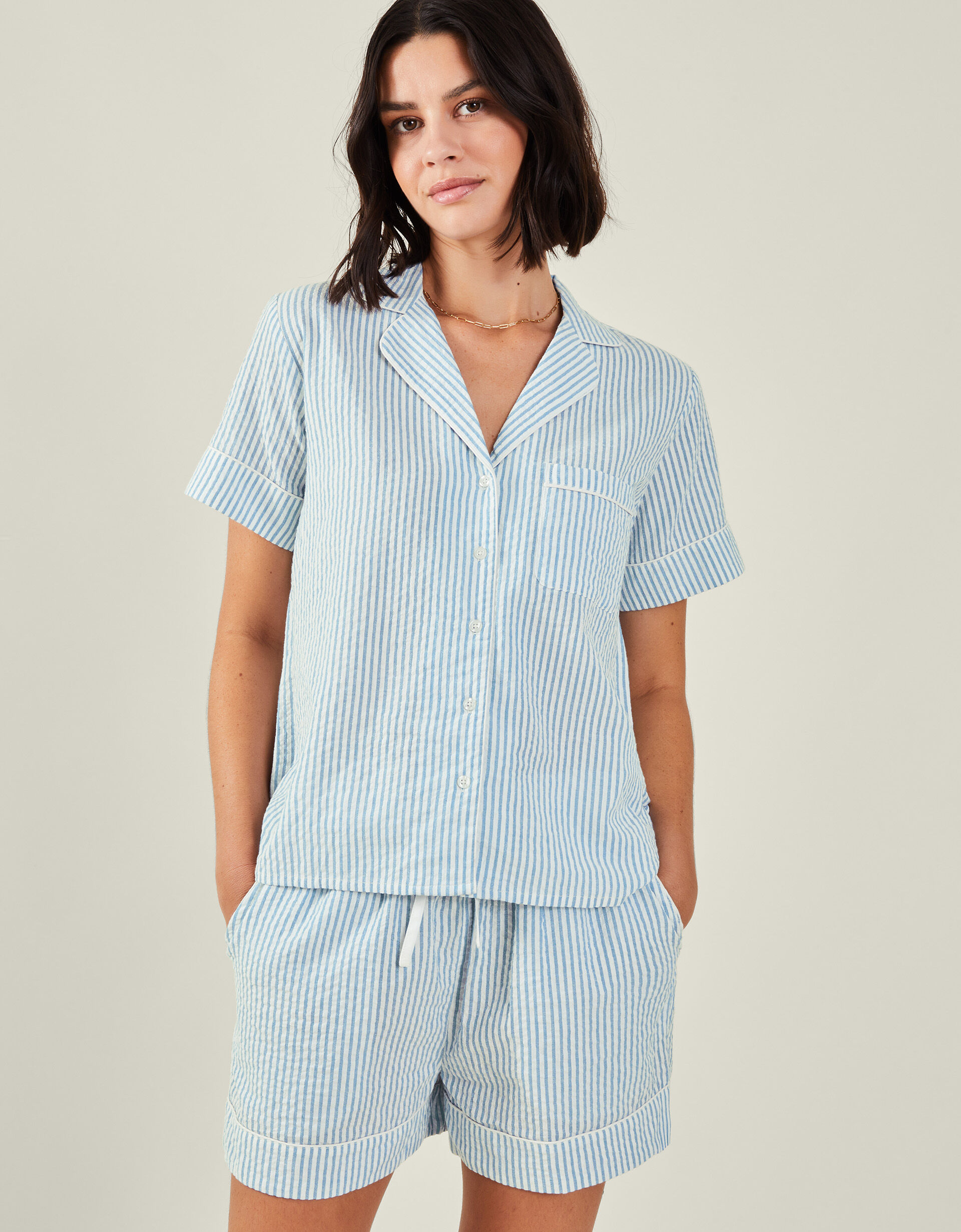 Stripe Short Pyjamas Set Blue | Shop All | Accessorize UK