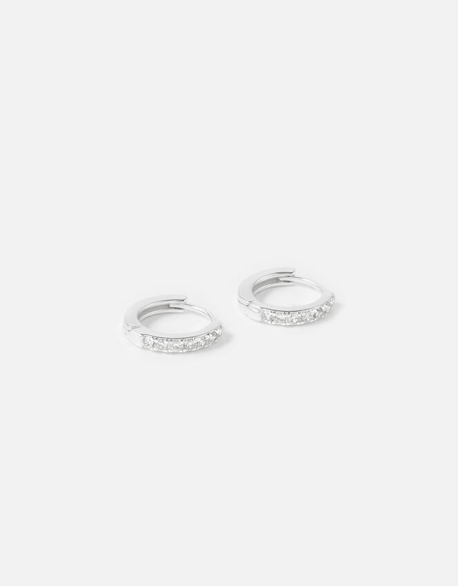 Sterling Silver Pave Mini Huggie Hoops | Sterling silver | Accessorize UK
