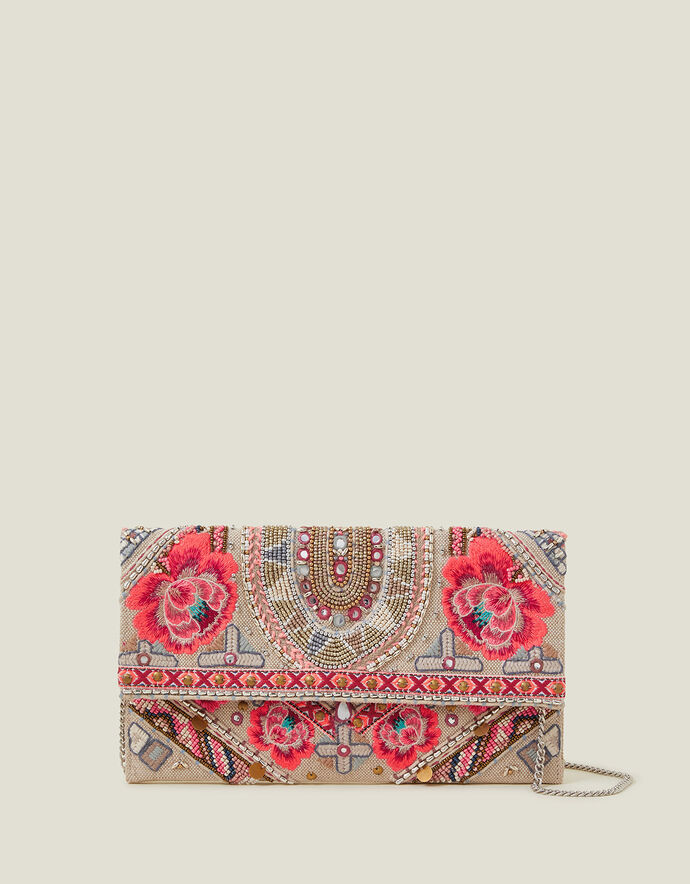 Hand-Beaded Floral Clutch Bag | Clutches | Accessorize Global