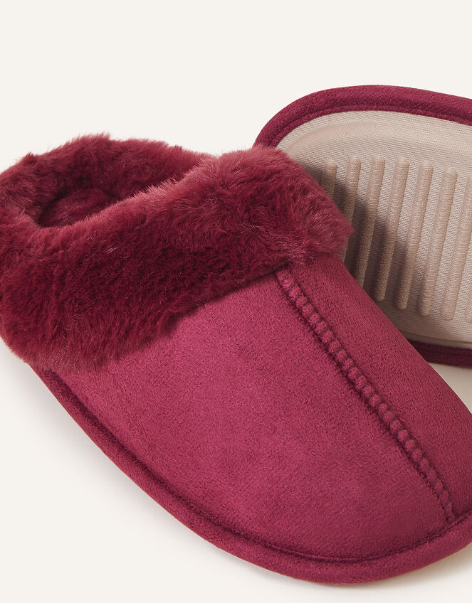 Faux Fur Mule Slippers Red | Slippers | Accessorize UK