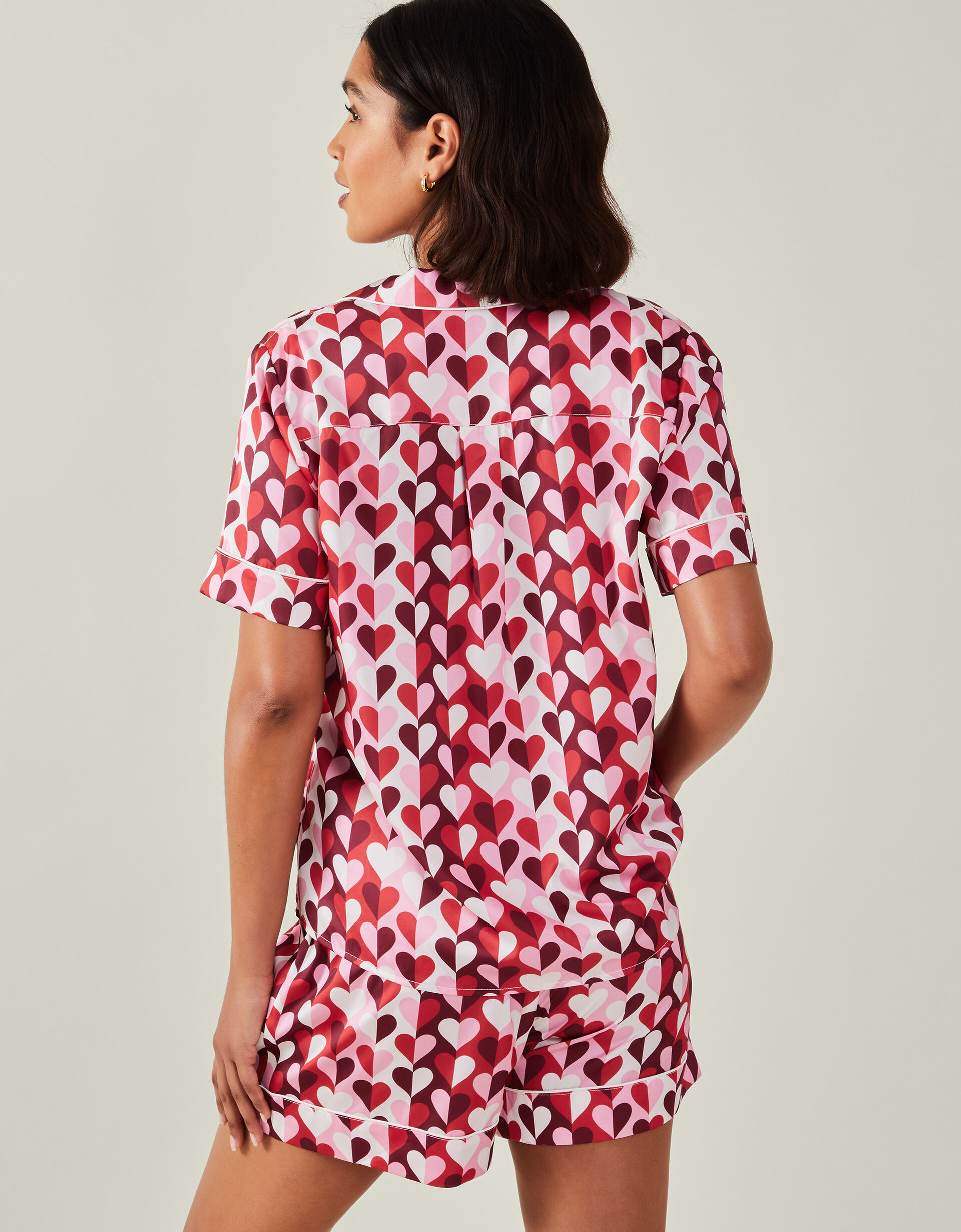 Heart Satin Short Pyjamas Set Red | Shop All | Accessorize Global
