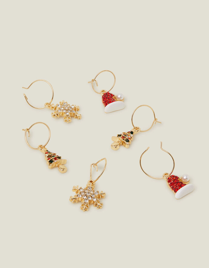 3-Pack Christmas Charm Hoop Earrings | Drop Earrings | Accessorize Global