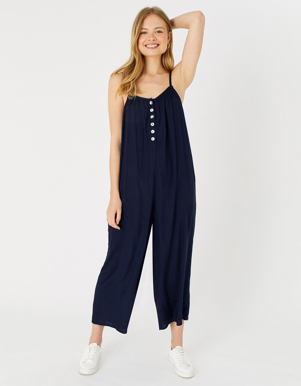 Relaxed Button Jumpsuit Blue | Summer holiday jumpsuits & Playsuits ...