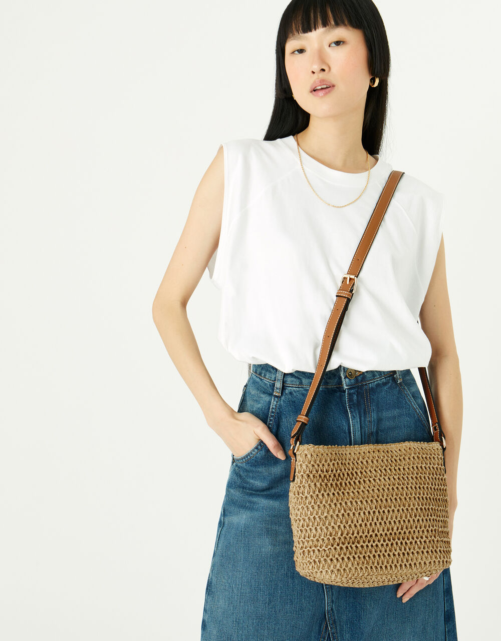 Maeve Raffia Cross-Body Bag | Beach bags | Accessorize UK