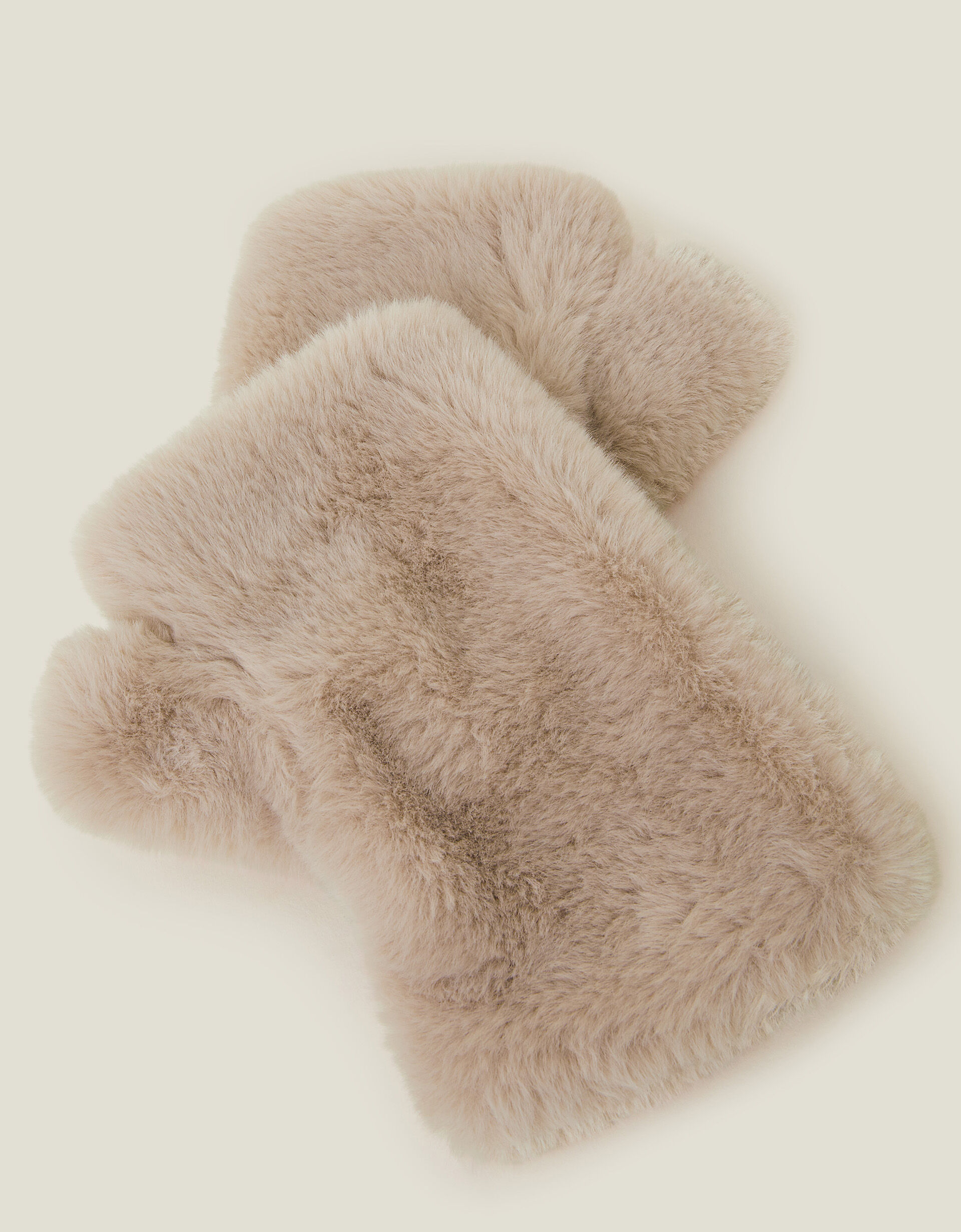 Faux Fur Fingerless Mittens Natural