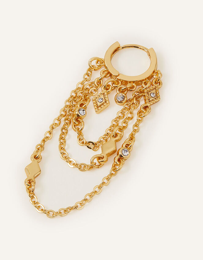 14ct Gold-Plated Single Sparkle Chain Hoop Earring | Z for Accessorize ...