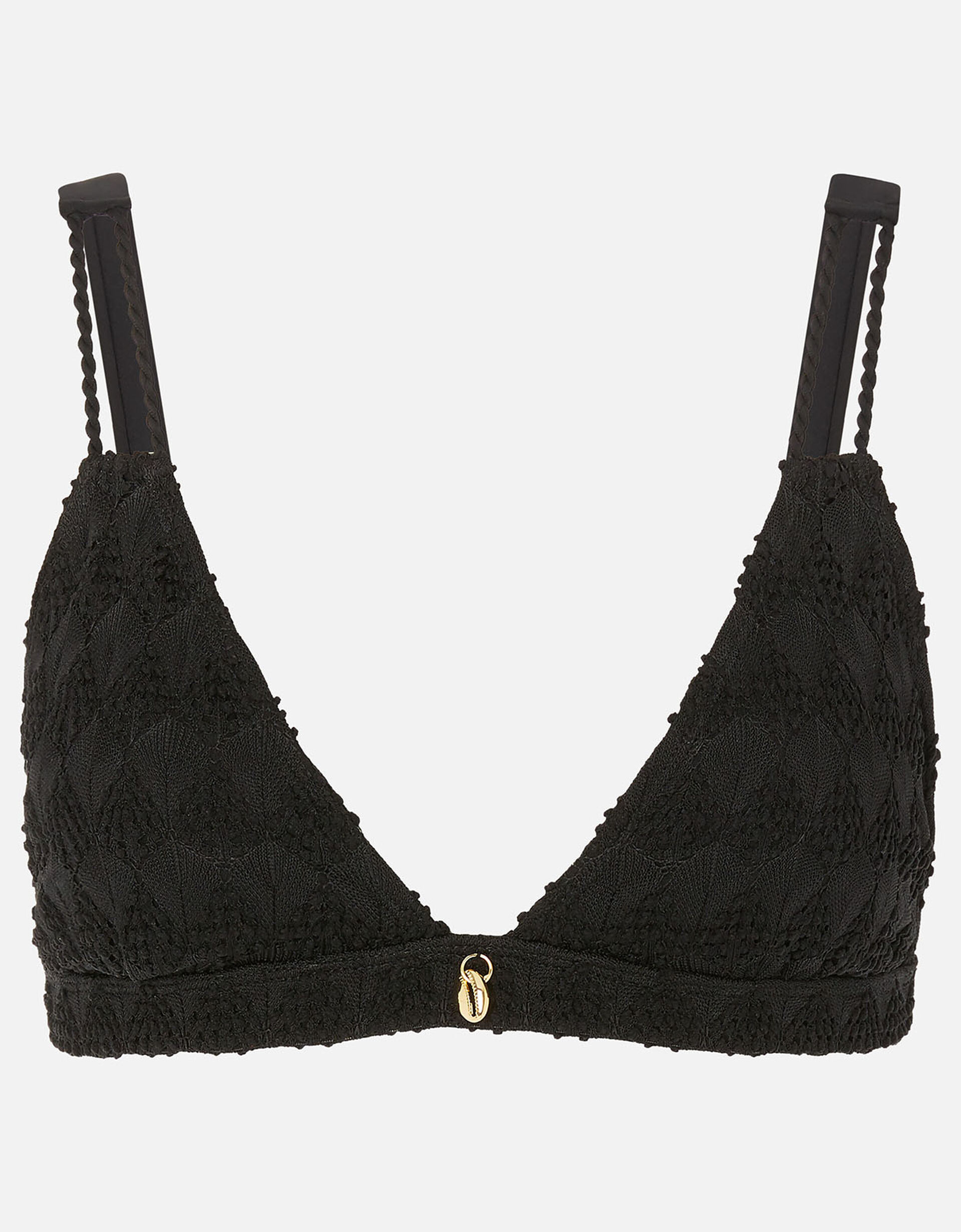 Crochet Triangle Bikini Top Black | Bikini tops | Accessorize UK
