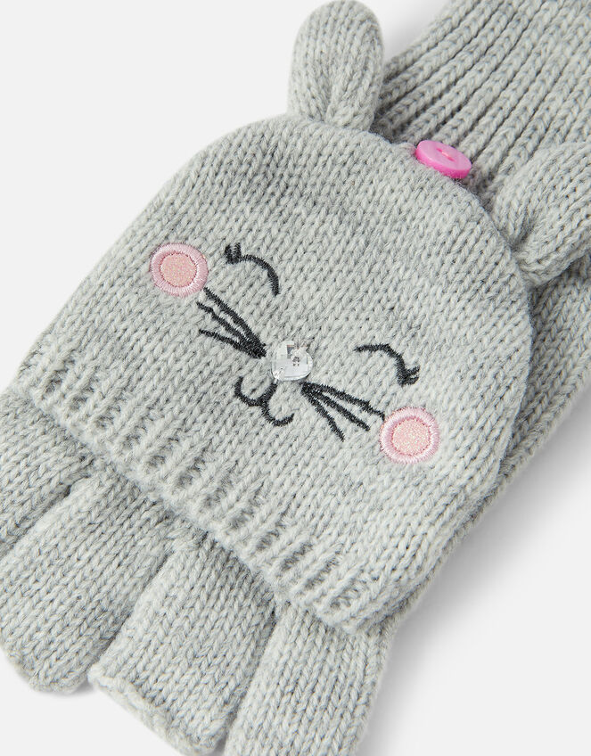 Girls Fluffy Bunny Capped Gloves Grey | Girls Hats, Gloves & Scarves ...