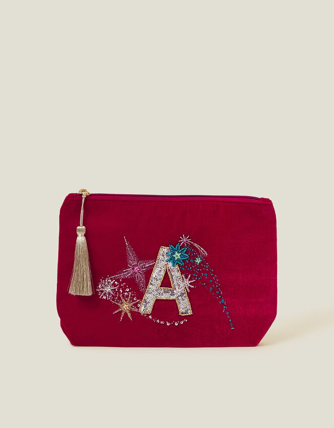 Large Sequin Initial Velvet Pouch Multi | Sale Preview | Accessorize UK