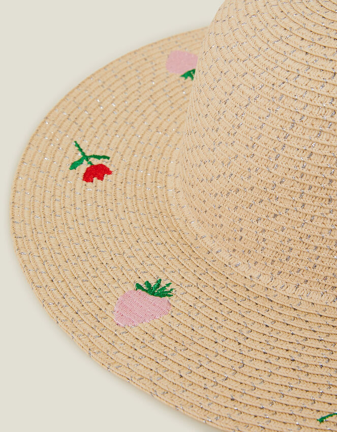 Girls Strawberry Embroidered Straw Hat Natural | Girls accessories ...