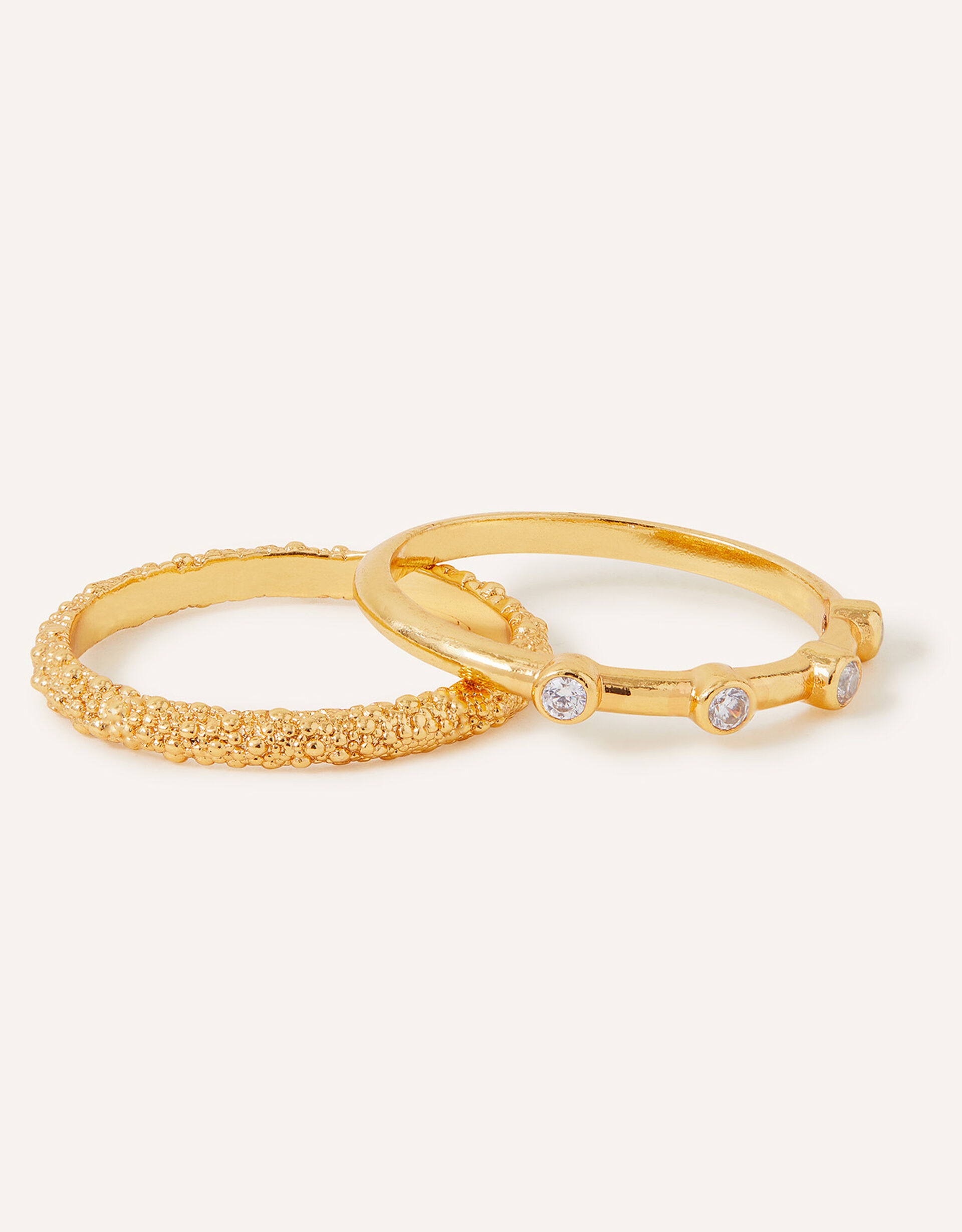 14ct Gold-Plated Sparkle Rings Set of Two Gold | Z for Accessorize ...