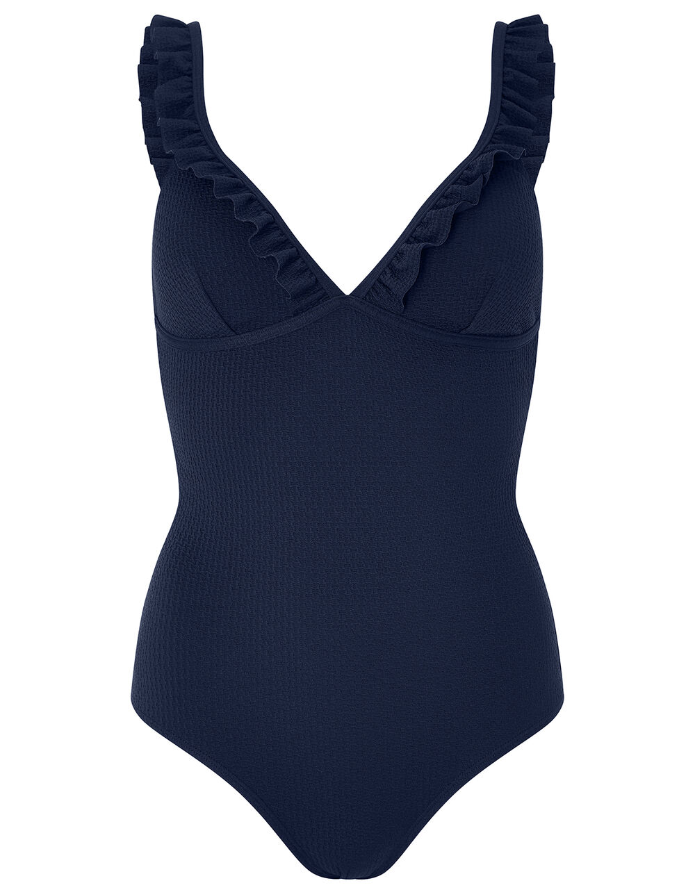 Textured Shaping Swimsuit with Ruffles Blue | Swimsuits | Accessorize UK