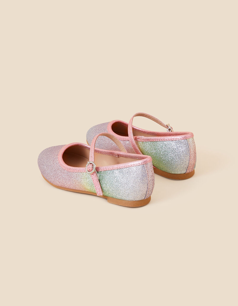 Girls Ombre Rainbow Glitter Ballerina Flats Multi | Girls flat shoes ...