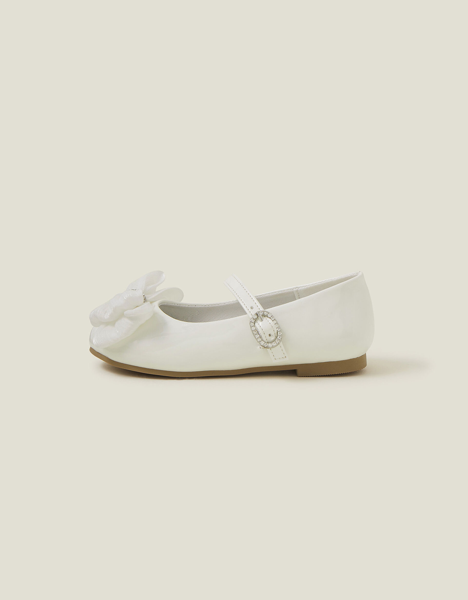 Patent Bow Ballerina Shoes Ivory | Girls shoes | Accessorize UK