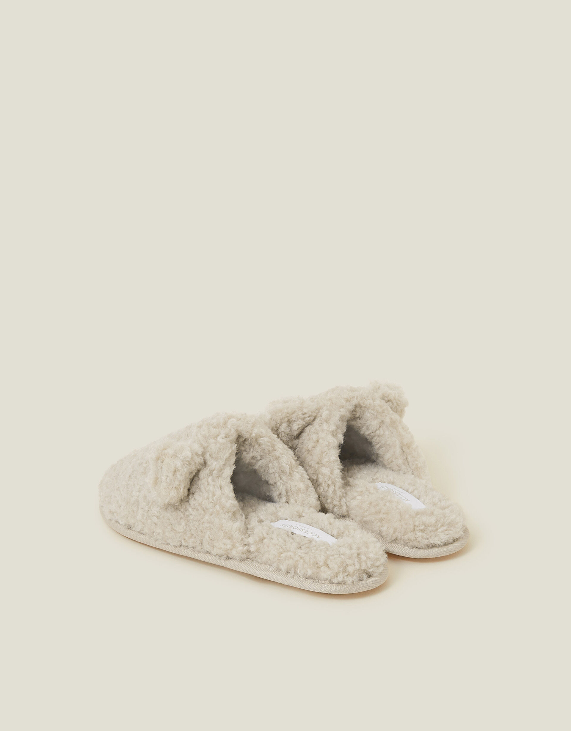 Teddy Mule Slippers Natural | Slippers | Accessorize Global