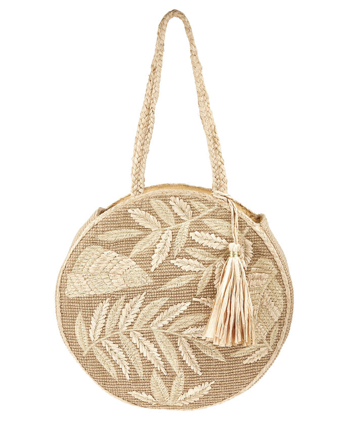Leila Round Raffia Shoulder Bag | Beach bags | Accessorize UK