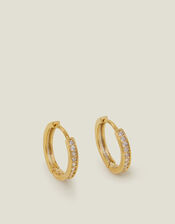 14ct Gold-Plated Pavé Huggie Hoop Earrings | Gold Plated | Accessorize UK