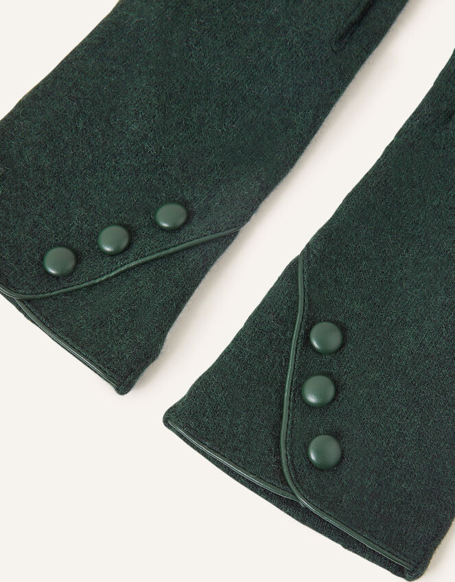 Touchscreen Button Gloves in Wool Blend Green | Gloves | Accessorize UK