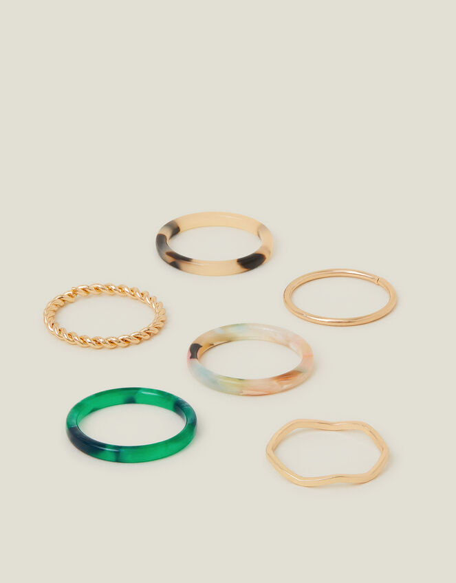 Resin Rings 6 Pack Multi | Stacked rings | Accessorize UK