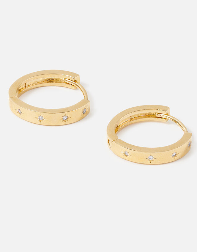 14ct Gold-Plated Crystal Star Chunky Hoops | Z for Accessorize | Accessorize UK