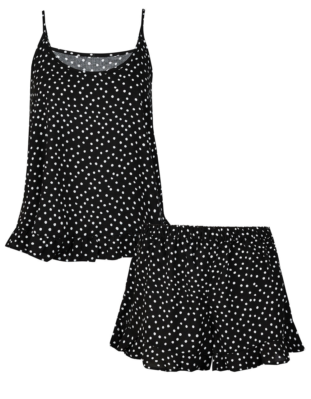 Spotty Pyjama Vest and Shorts Set Black | Loungewear | Accessorize UK