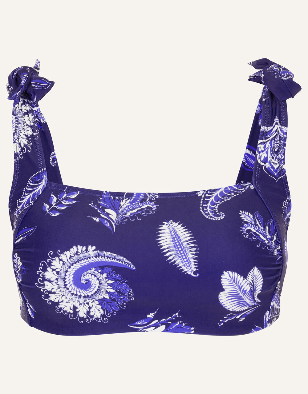 Paisley Tie Shoulder Bikini Top Blue | Bikini tops | Accessorize UK