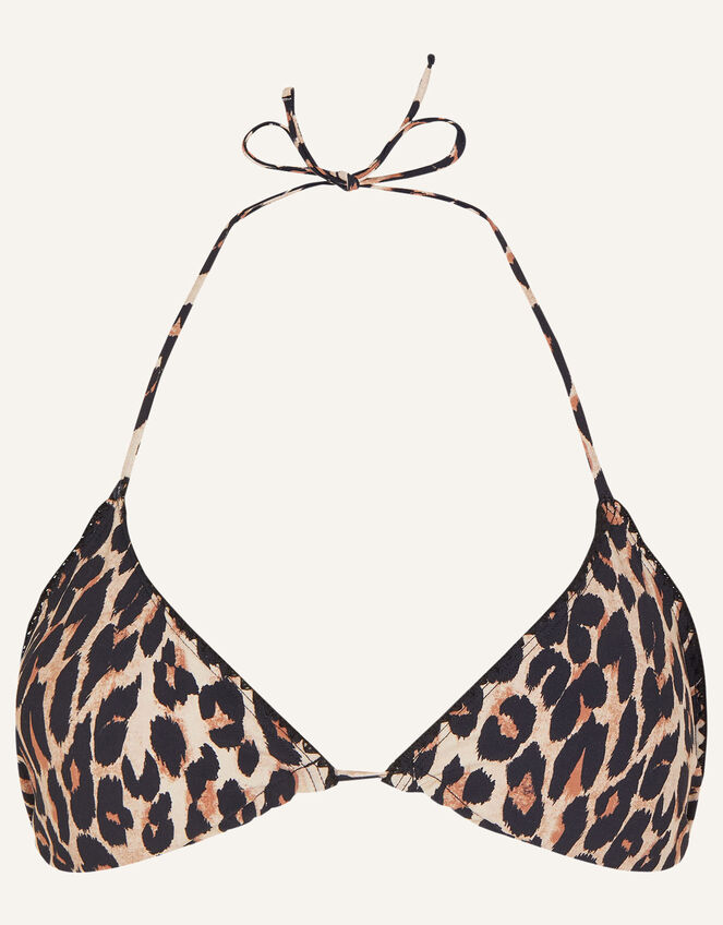 Leopard Blanket Stitch Triangle Bikini Top Brown | Bikini tops ...