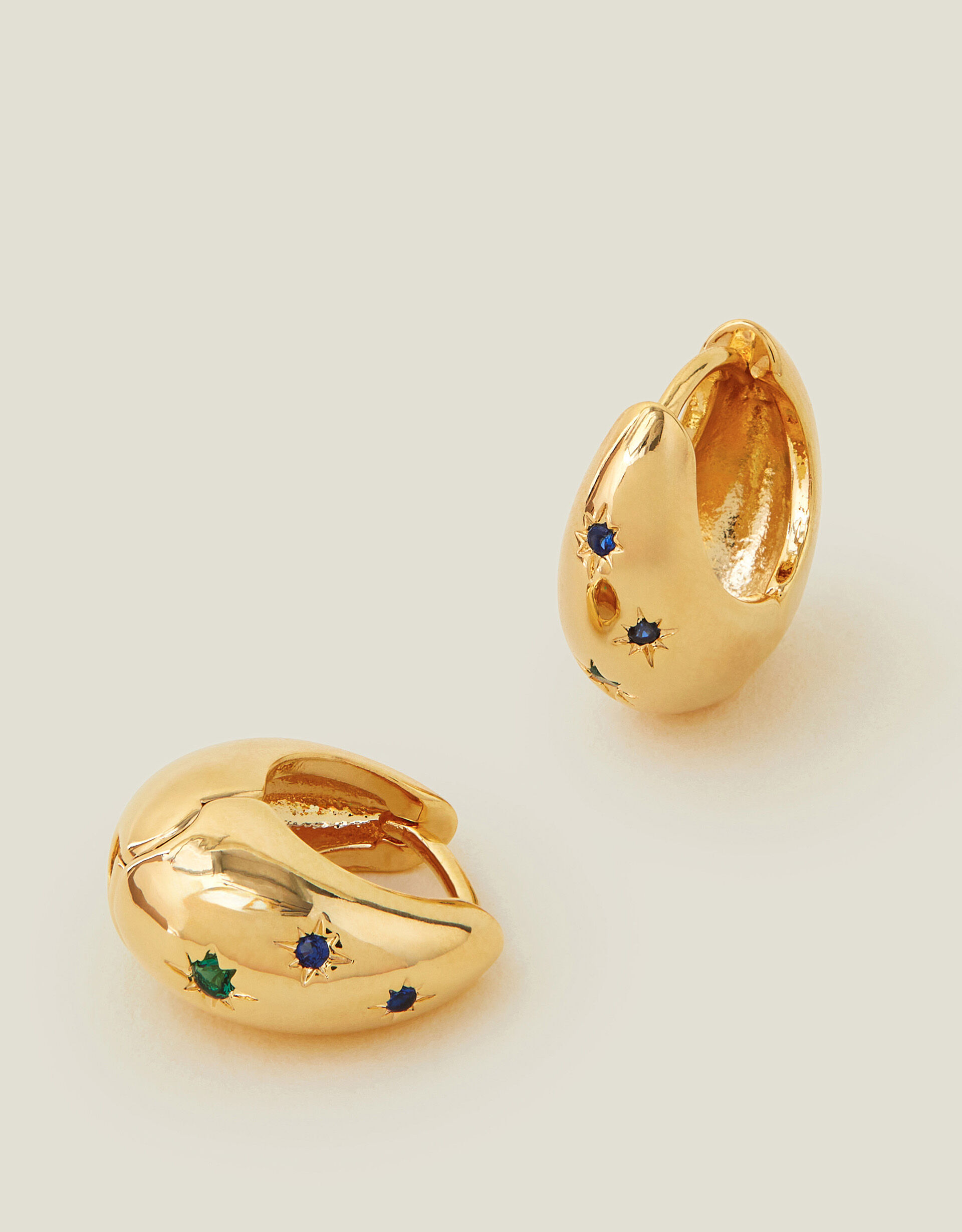14ct Gold-Plated Diamante Tapered Hoop Earrings | Earrings | Accessorize UK
