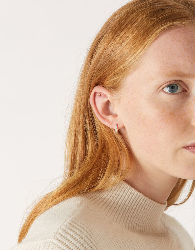 Sterling Silver Pave Mini Huggie Hoops | Sterling silver | Accessorize UK