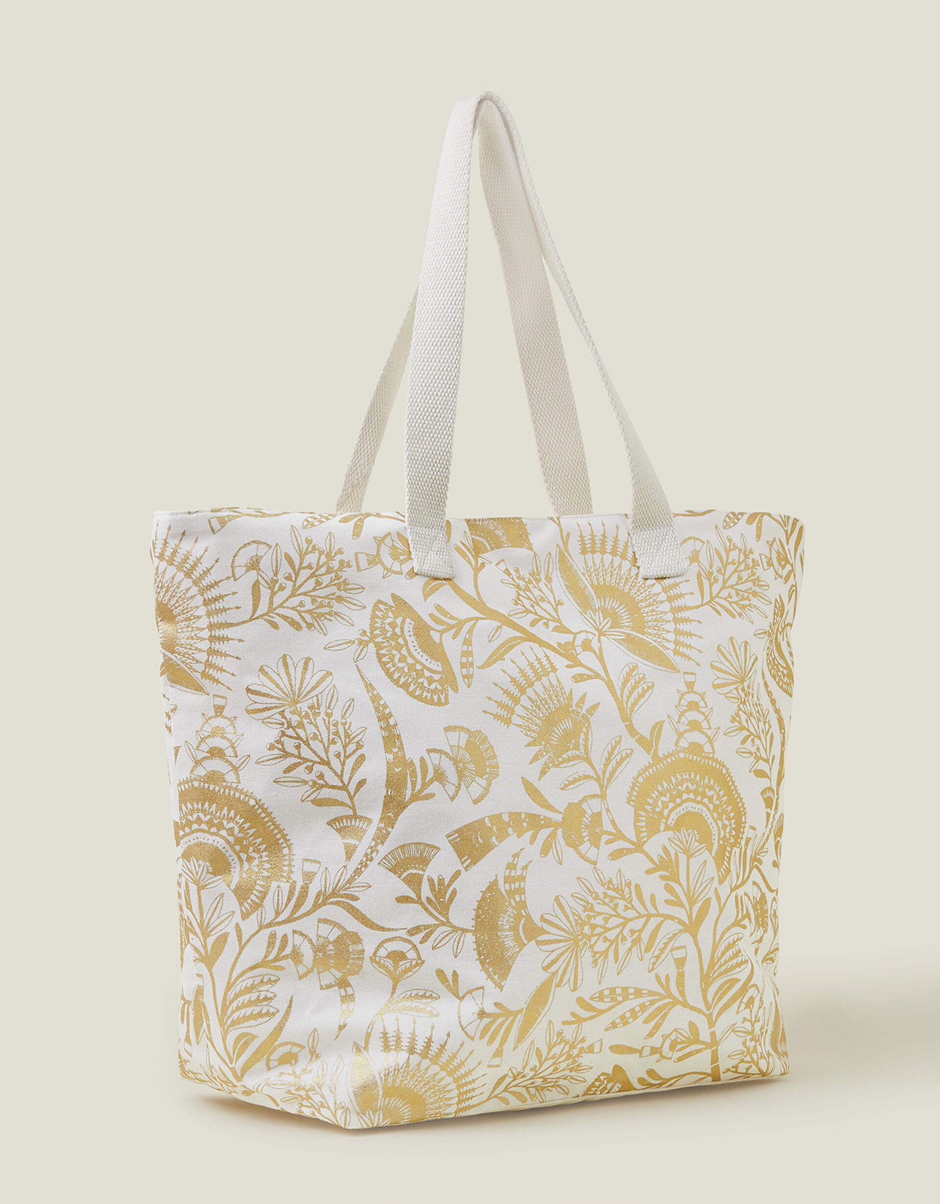 Print Metallic Shopper Bag | Beach Bags | Accessorize UK