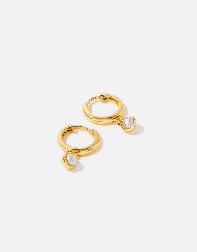 Gold Vermeil Pearl Drop Hoops | Gold Plated | Accessorize UK