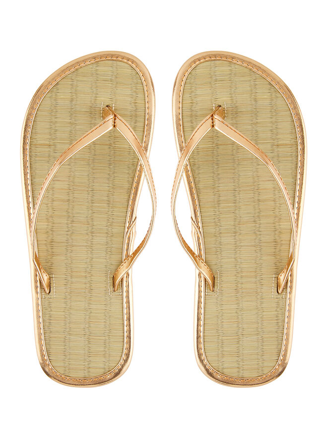 Plain Seagrass Flip Flops Gold | Flip flops | Accessorize UK