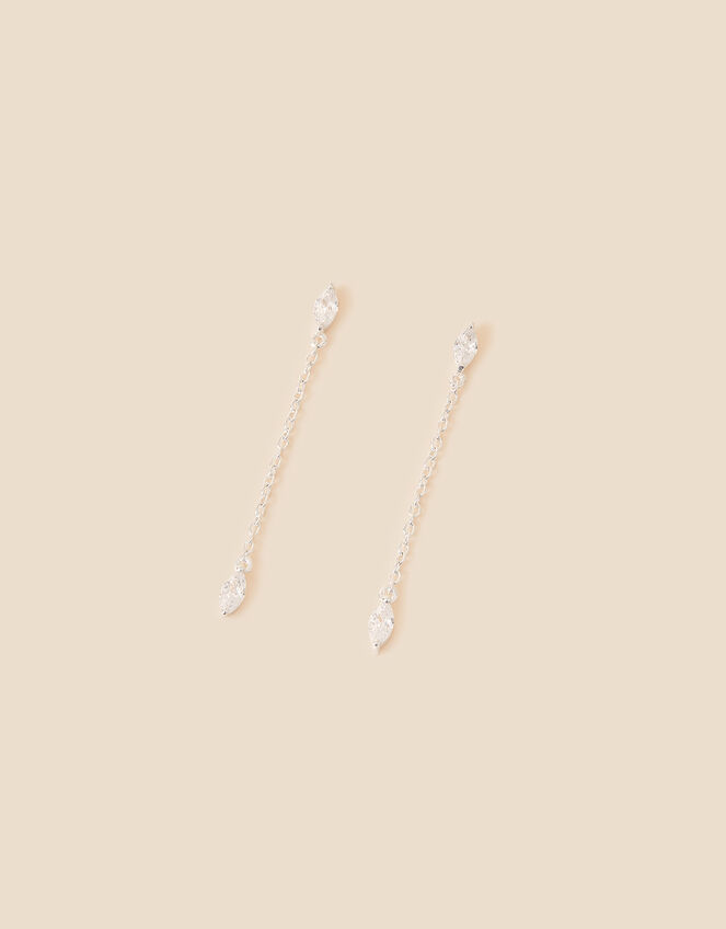 Sterling Silver Sparkle Chain Long Drop Earrings | Sterling silver ...