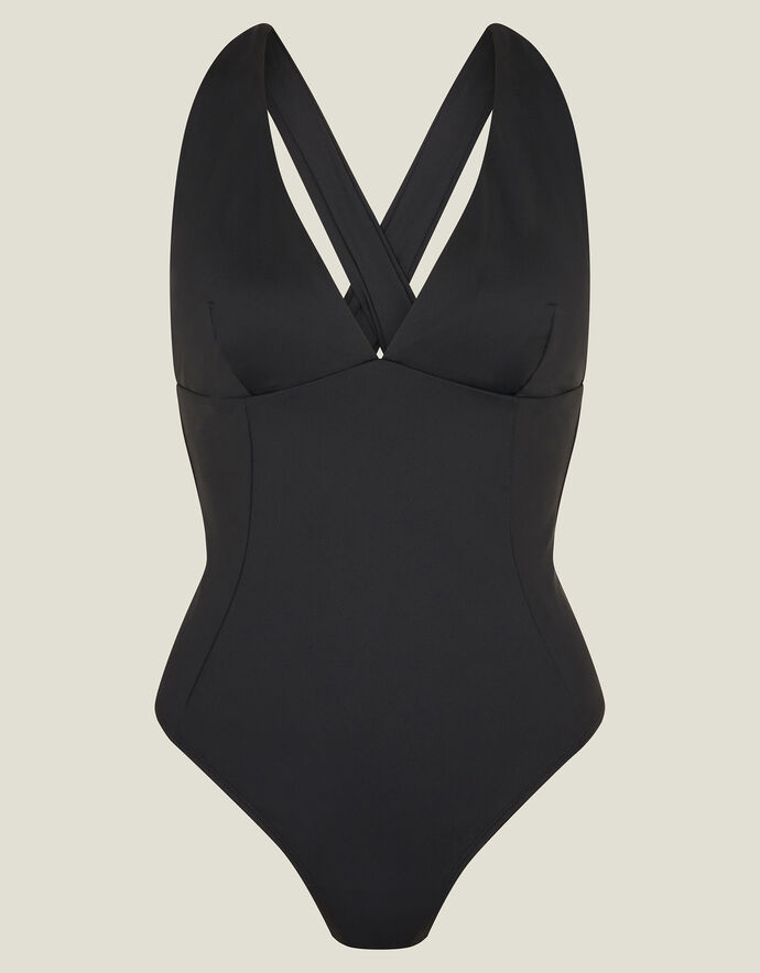 Plunge Cross Back Shaping Swimsuit Black | Bikinis & Swimsuits ...