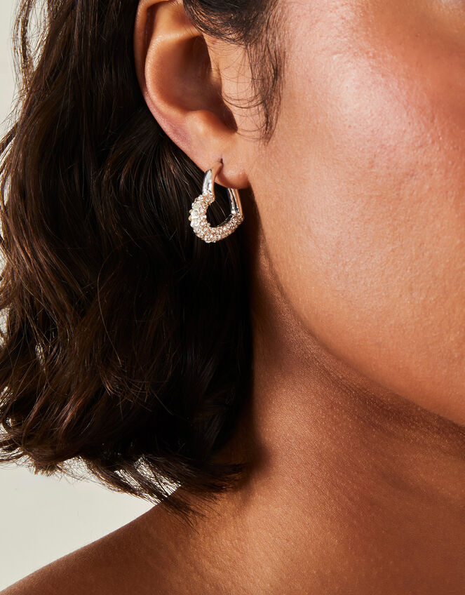 Pave Heart Hoop Earrings | Hoop Earrings | Accessorize UK