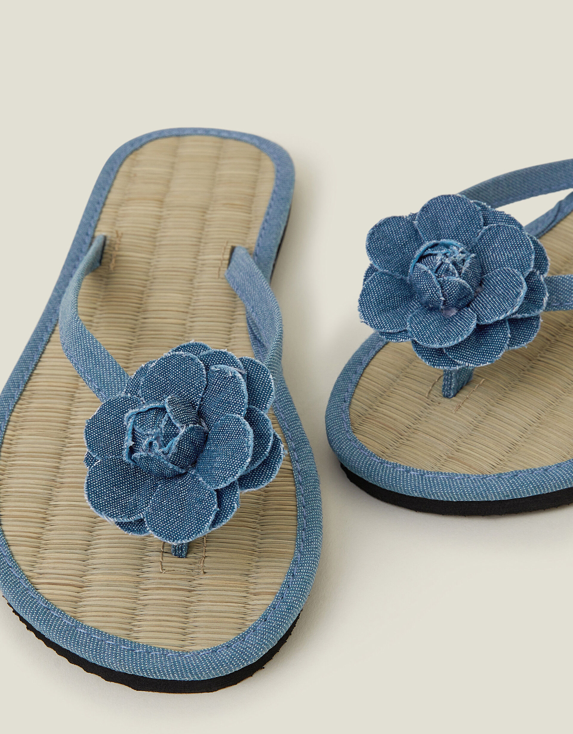 Denim Corsage Seagrass Flip Flops Blue | Sandals & Flip Flops ...