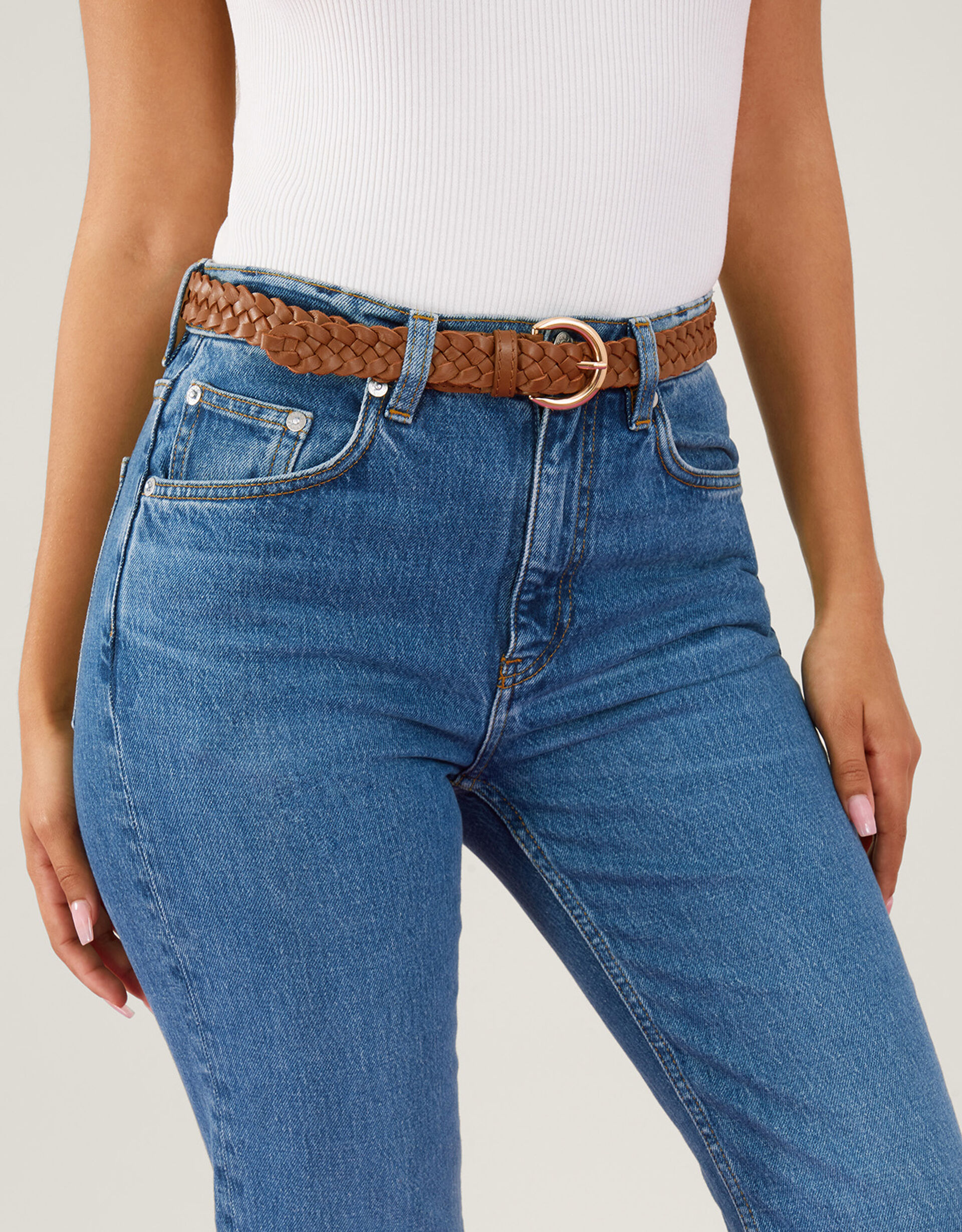 Leather Plaited Belt Tan | Shop All | Accessorize UK