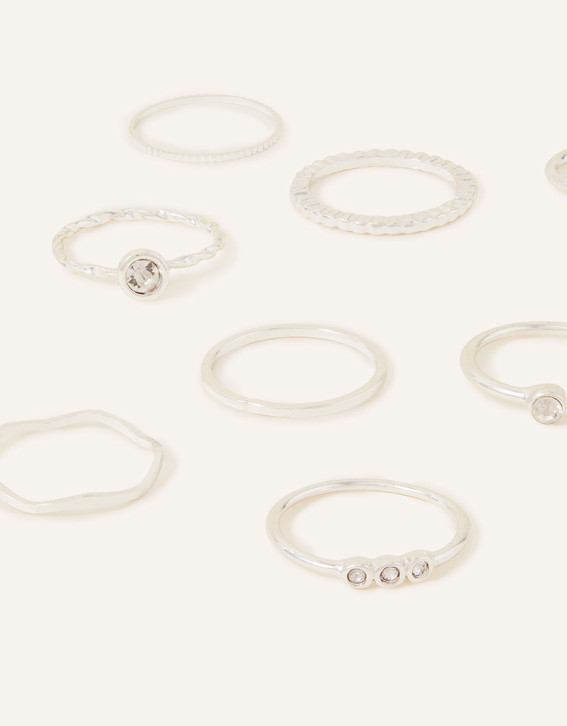 Crystal Rings 12 Pack Silver | Stacked rings | Accessorize Global