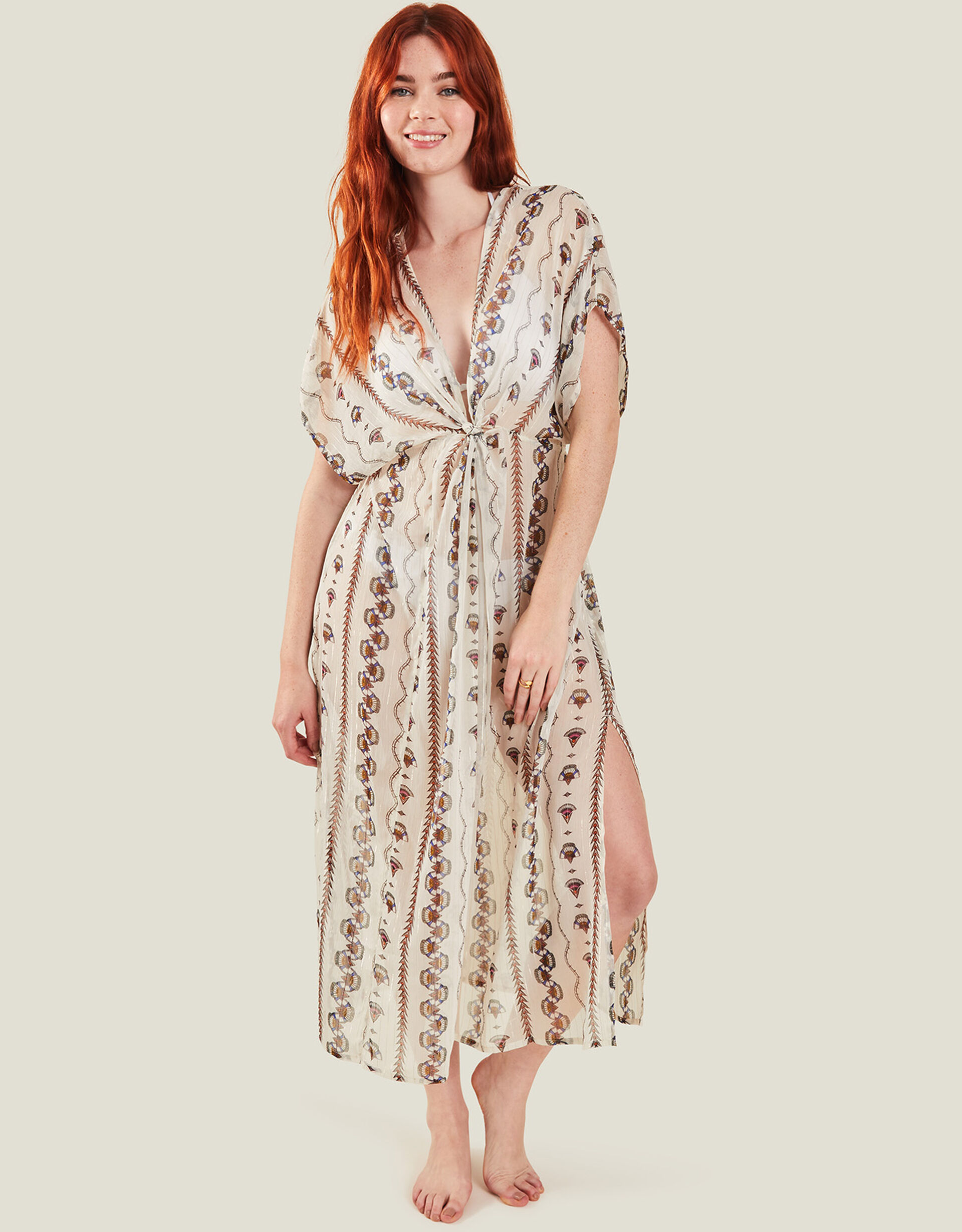 Metallic Fan Kaftan White | Kaftans & Cover Ups | Accessorize UK
