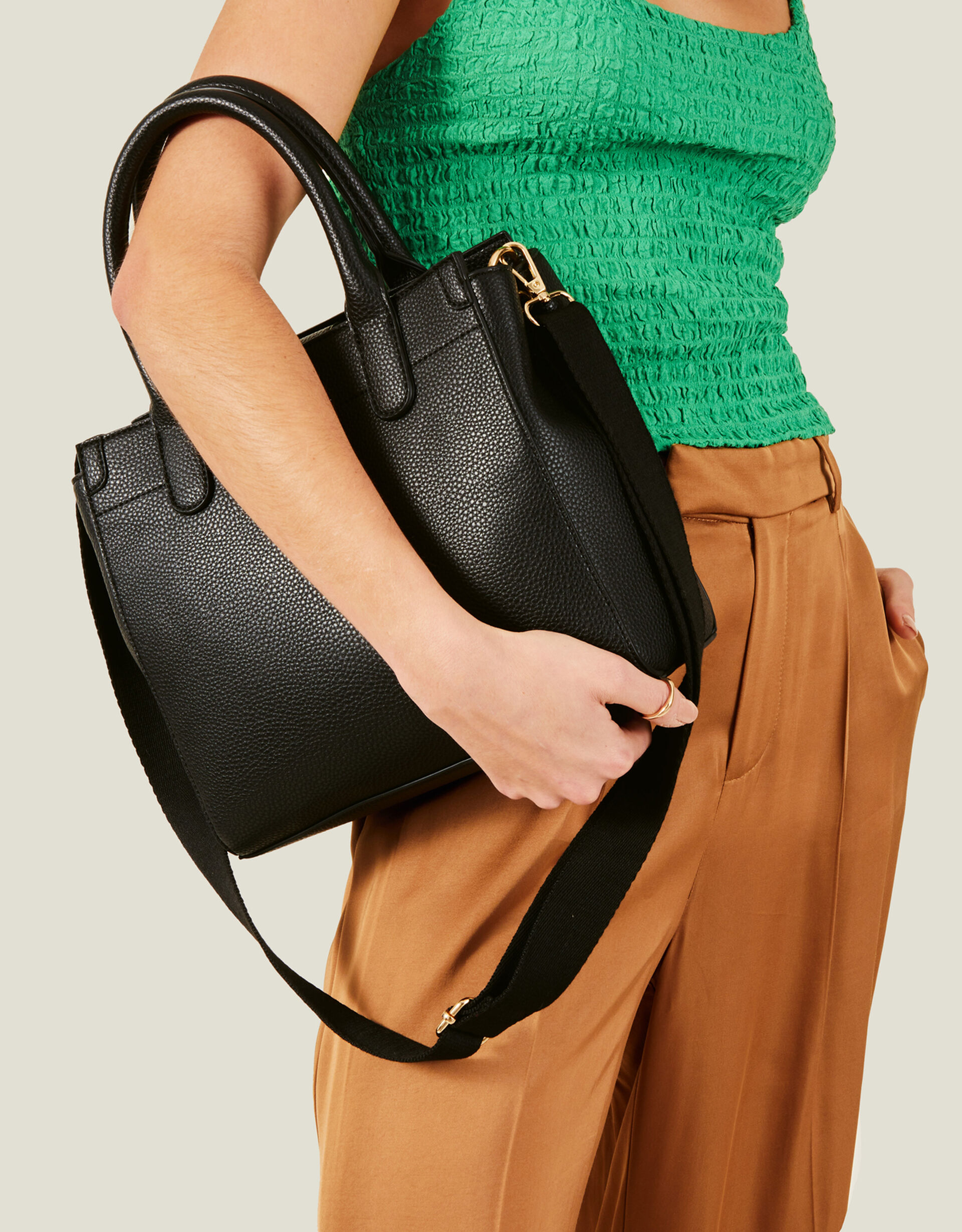 Handheld Bag with Webbing Strap Black | Sale Handbags & Purses ...