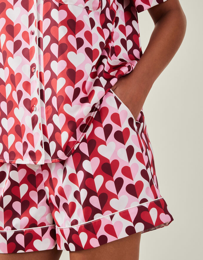 Heart Satin Short Pyjamas Set Red | Shop All | Accessorize Global