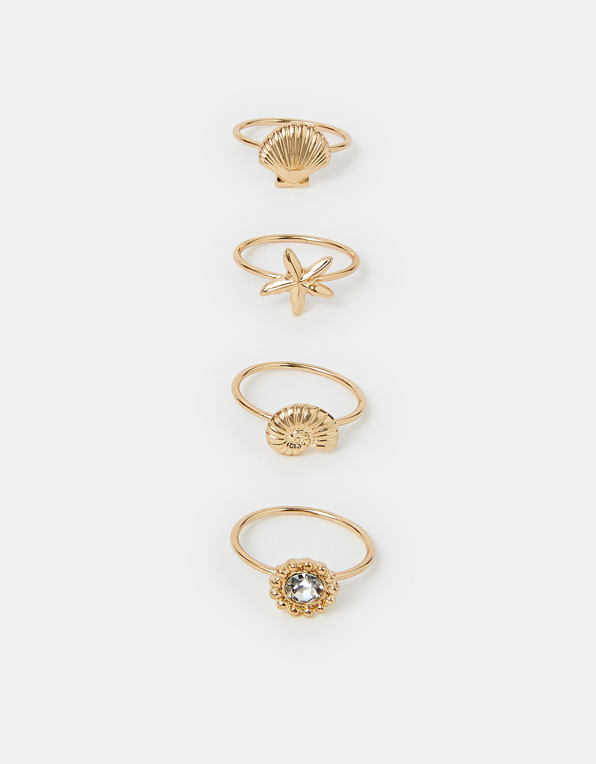 4-Pack Under The Sea Rings Gold | Stacking Rings | Accessorize Global