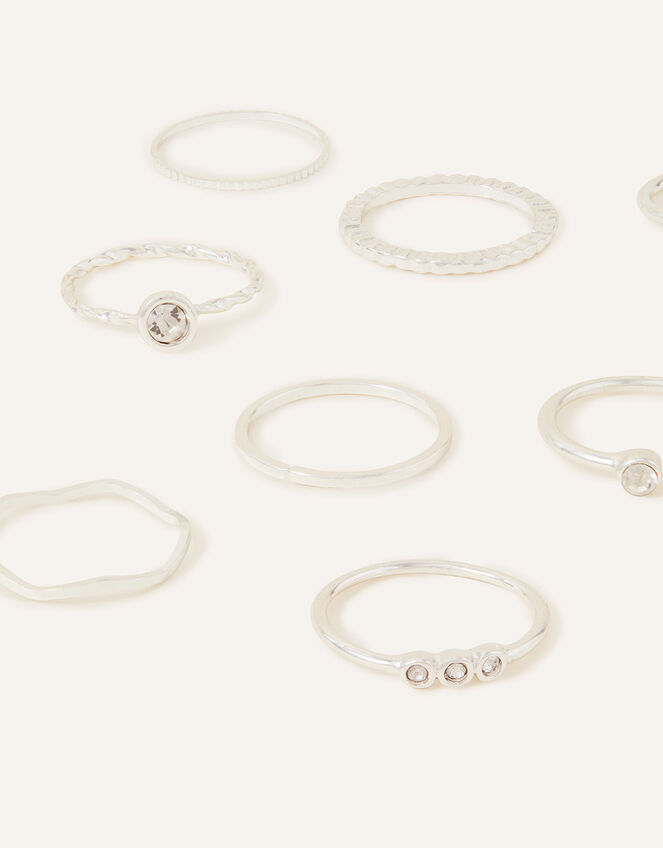 Crystal Rings 12 Pack Silver | Stacked rings | Accessorize Global