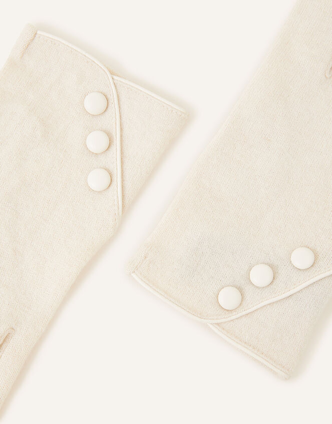 Touchscreen Button Gloves in Wool Blend Natural | Gloves | Accessorize UK