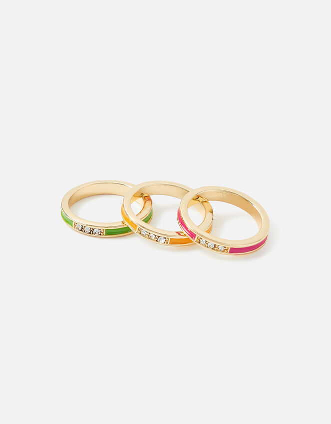 Eye Candy Enamel Pave Ring Set Multi | Stacked rings | Accessorize UK
