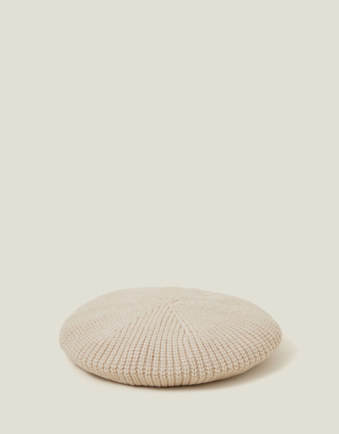 Ribbed Knit Beret Natural | Hats | Accessorize UK