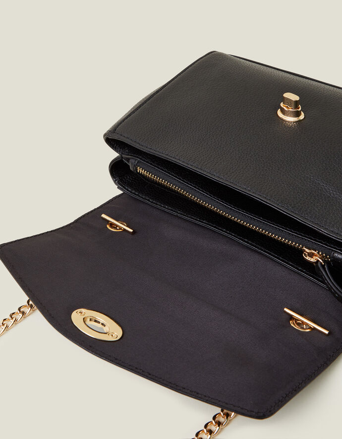 Leather Chain Twist Lock Bag | Leather Bags | Accessorize UK