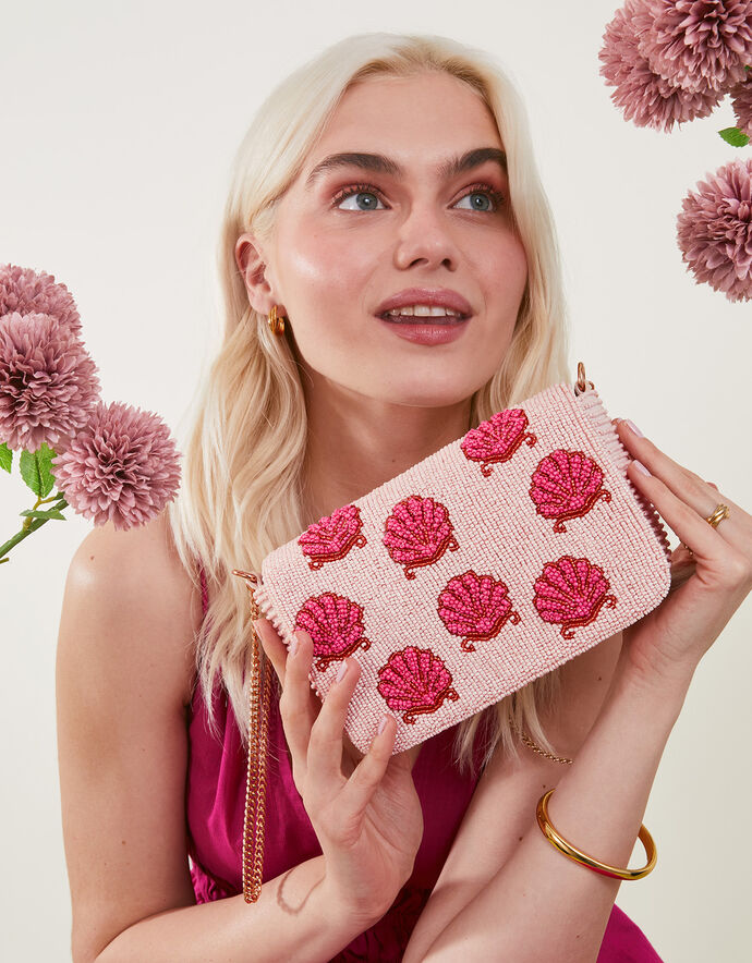 Shell Hand-Beaded Chain Strap Clutch Bag | Shop All | Accessorize UK