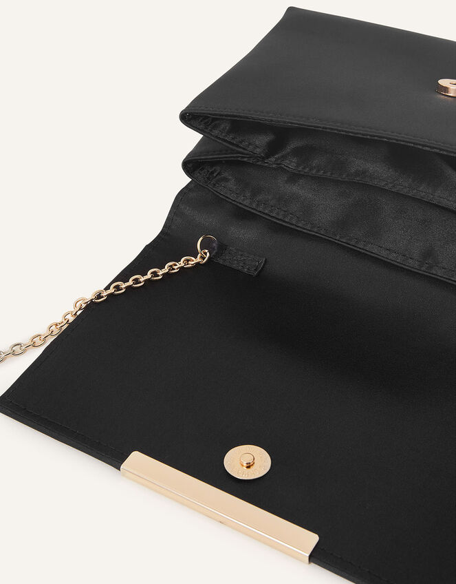 Satin Fold Over Clutch Bag Black | Clutches | Accessorize UK